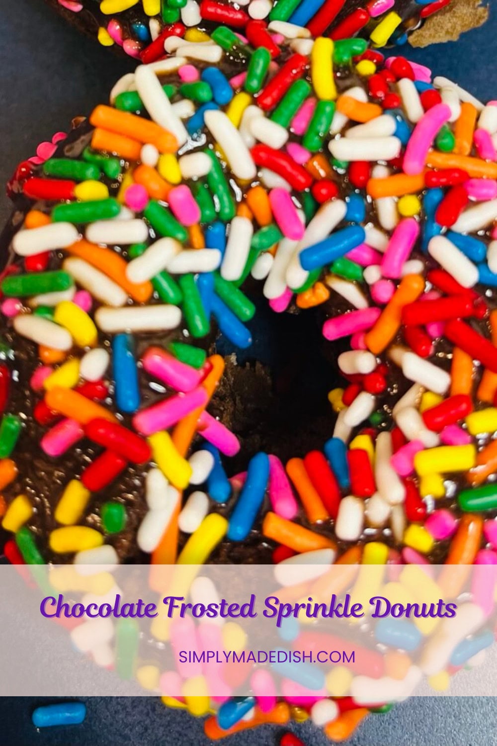 Chocolate Frosted Sprinkle Donuts - Simply Made Dish