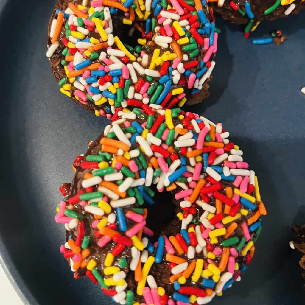 Chocolate Frosted Sprinkle Donuts - Simply Made Dish