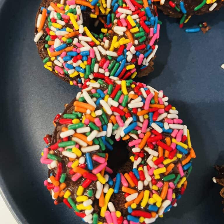 Chocolate Frosted Sprinkle Donuts - Simply Made Dish