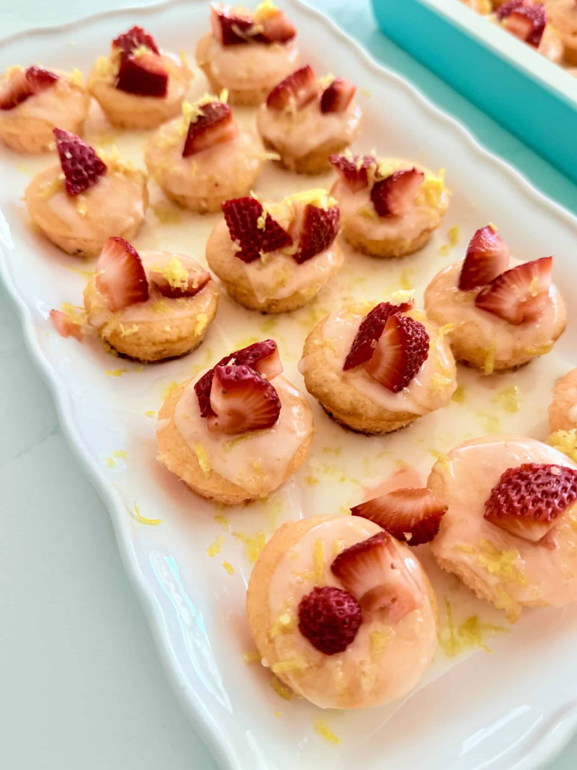 Mini Strawberry Muffins with Lemon Drizzle Icing - Simply Made Dish