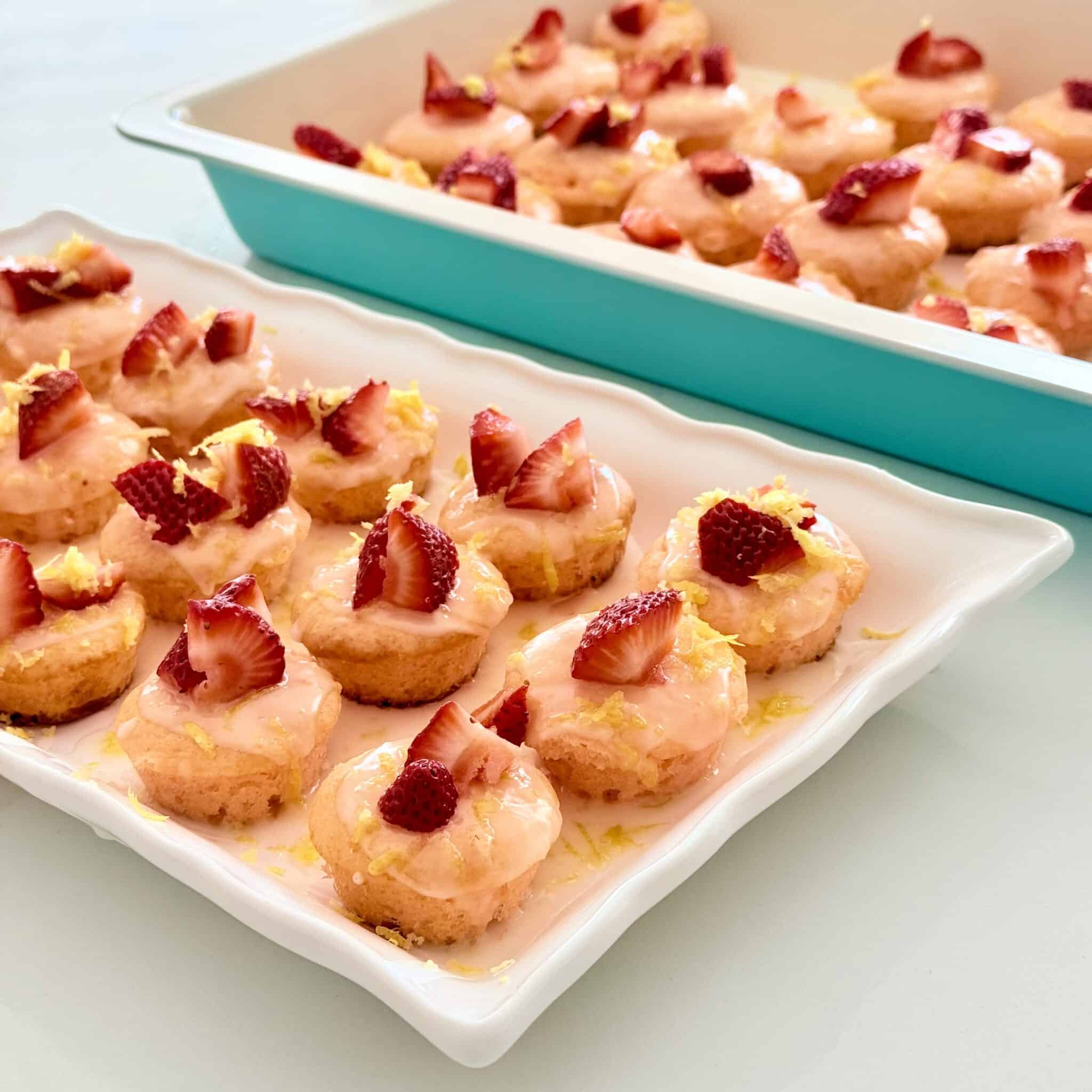 Mini Strawberry Muffins with Lemon Drizzle Icing - Simply Made Dish